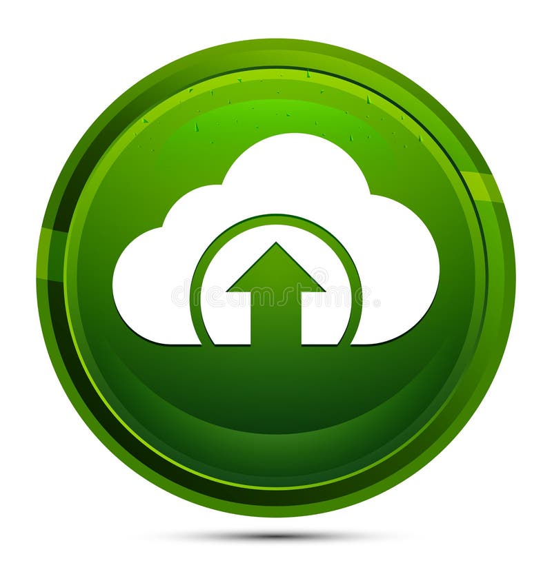 Cloud Upload Icon Glassy Green Round Button Illustration Stock Vector ...