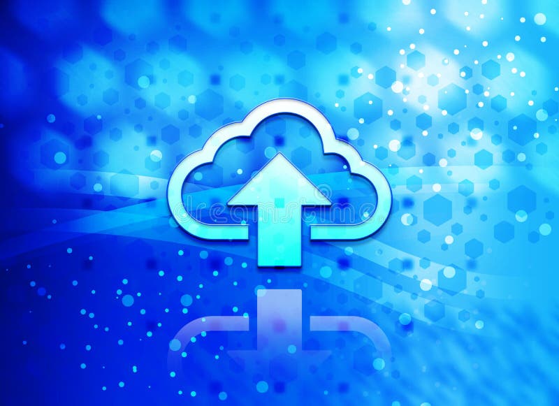 Cloud Upload Icon Abstract Light Cyan Blue Hexagon Pattern Background ...