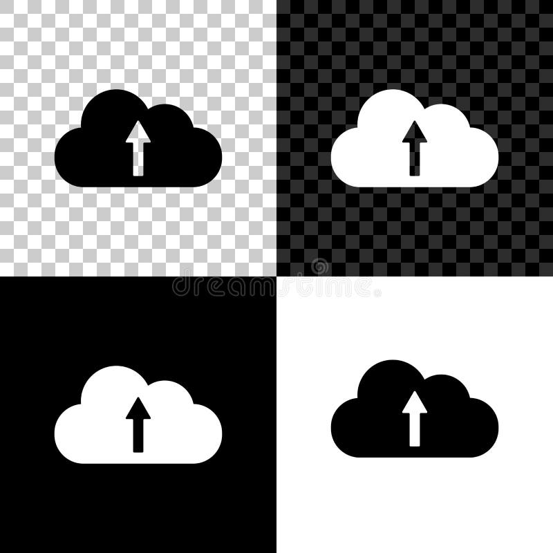 Cloud Upload Icon Isolated on Black, White and Transparent Background ...