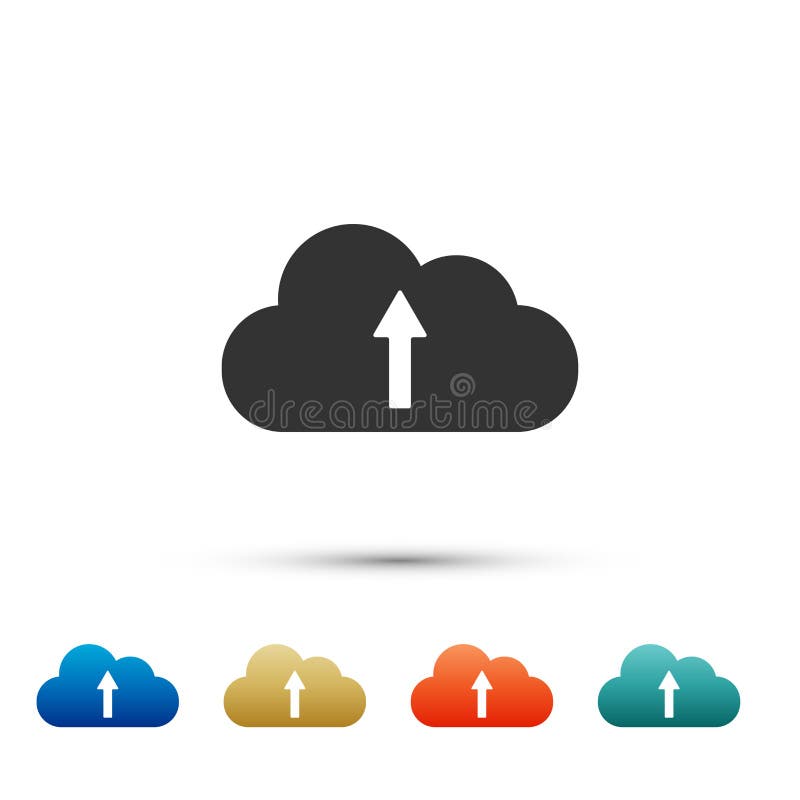 Cloud Upload Icon Isolated on White Background. Set Icons in Color ...