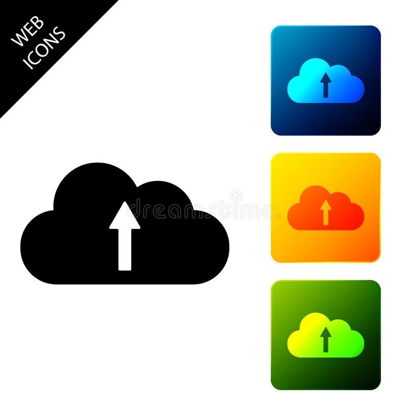 Cloud Upload Icon Isolated on White Background. Set Icons Colorful ...