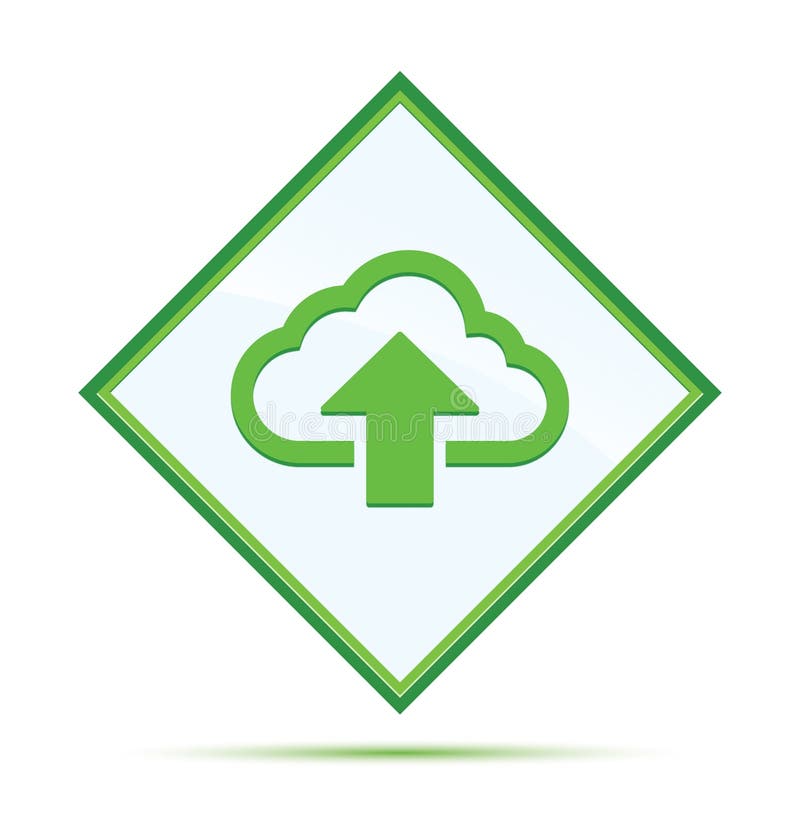 Cloud Upload Icon Modern Abstract Green Diamond Button Stock ...