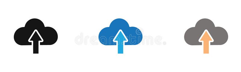 Cloud Upload Icon Line Art Logo Set Stock Vector - Illustration of ...
