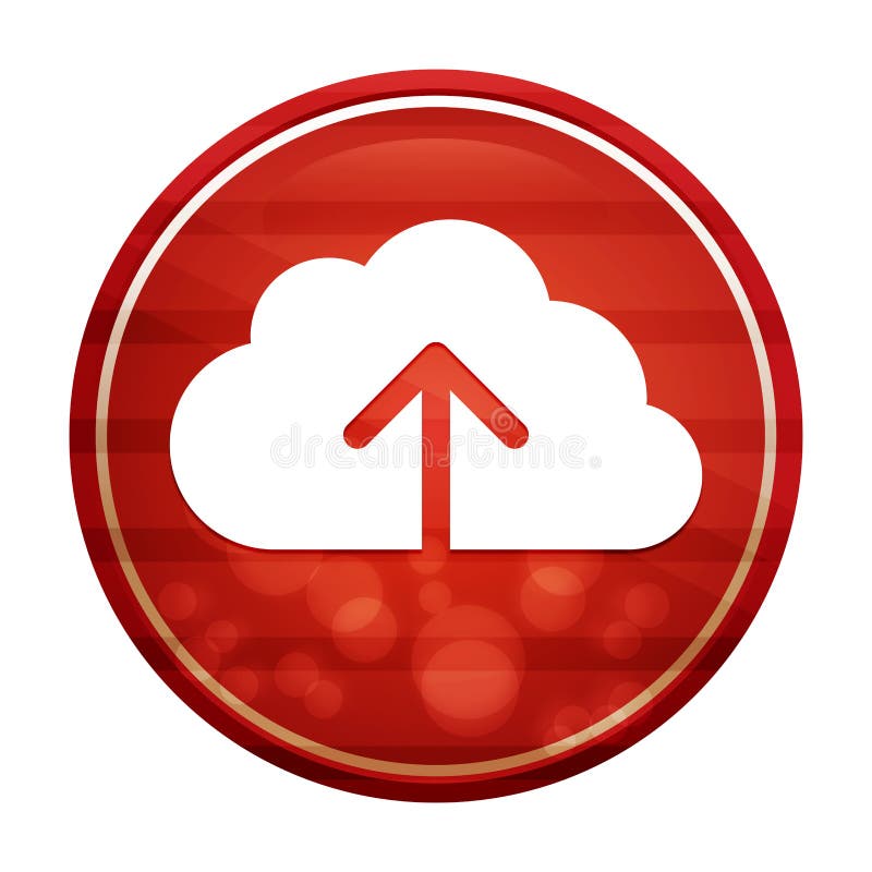 Cloud Upload Icon Realistic Diagonal Motion Red Round Button ...