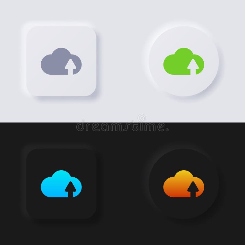 Cloud Upload Icon Set, Multicolor Neumorphism Button Soft UI Design. Stock Vector - Illustration ...