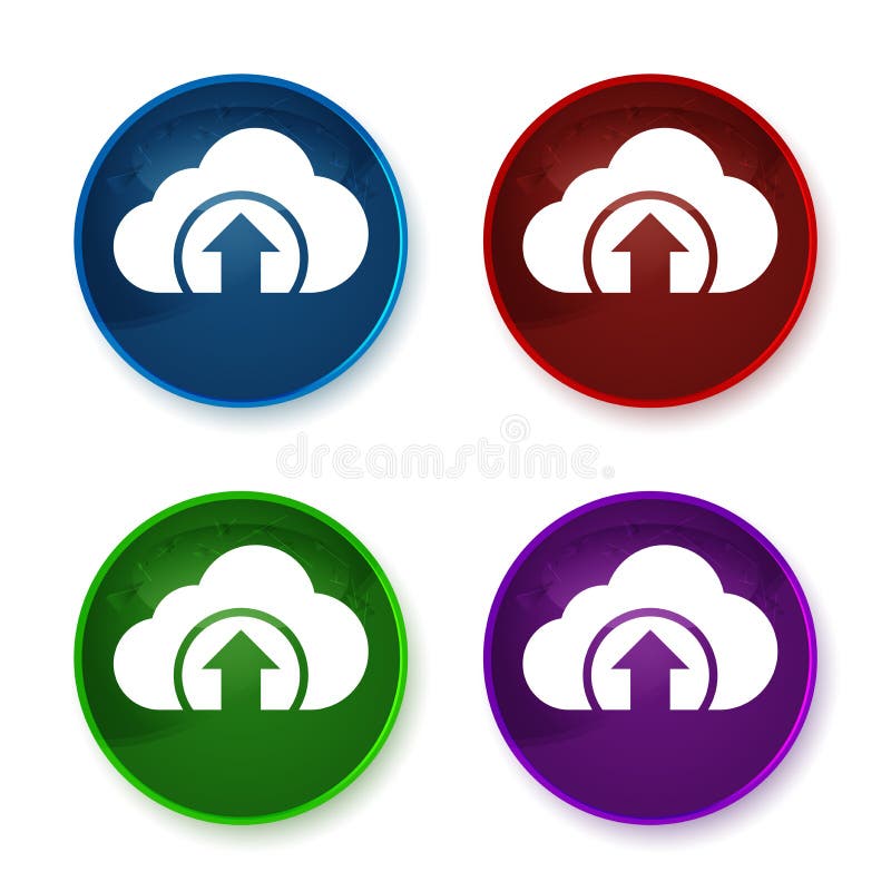Cloud Upload Icon Shiny Round Buttons Set Illustration Stock Vector ...