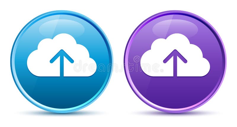 Cloud Upload Icon Sleek Soft Round Button Set Illustration Stock Vector ...