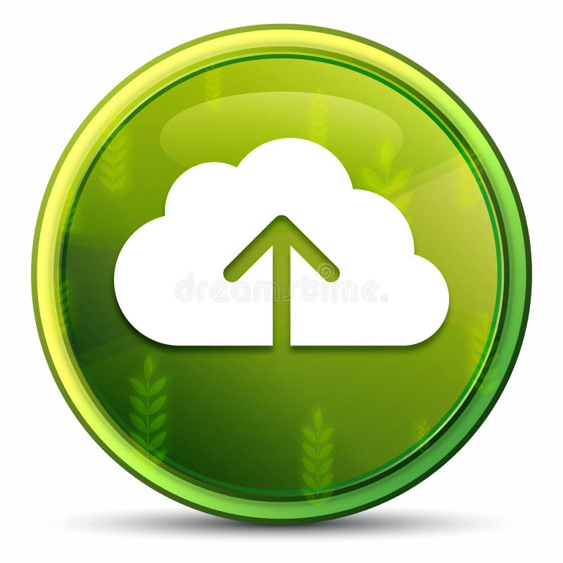Cloud Upload Icon Spring Bright Natural Green Round Button Illustration ...