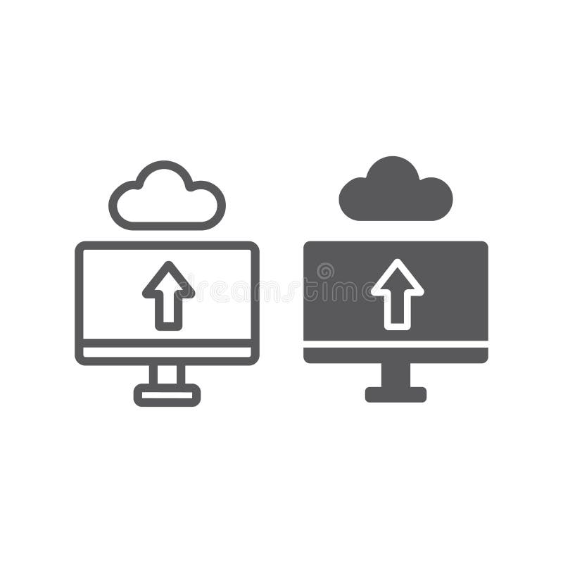 Cloud Upload Thin Line Icon, Technology and System, Data Transfering ...