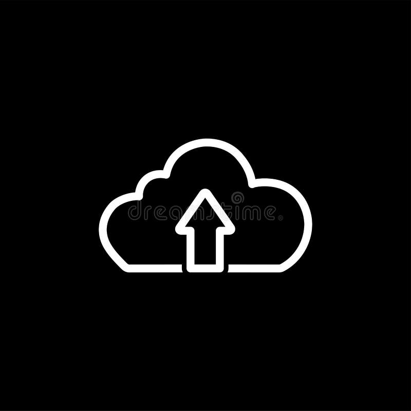 Cloud Upload Line Icon on Black Background. Black Flat Style Vector ...