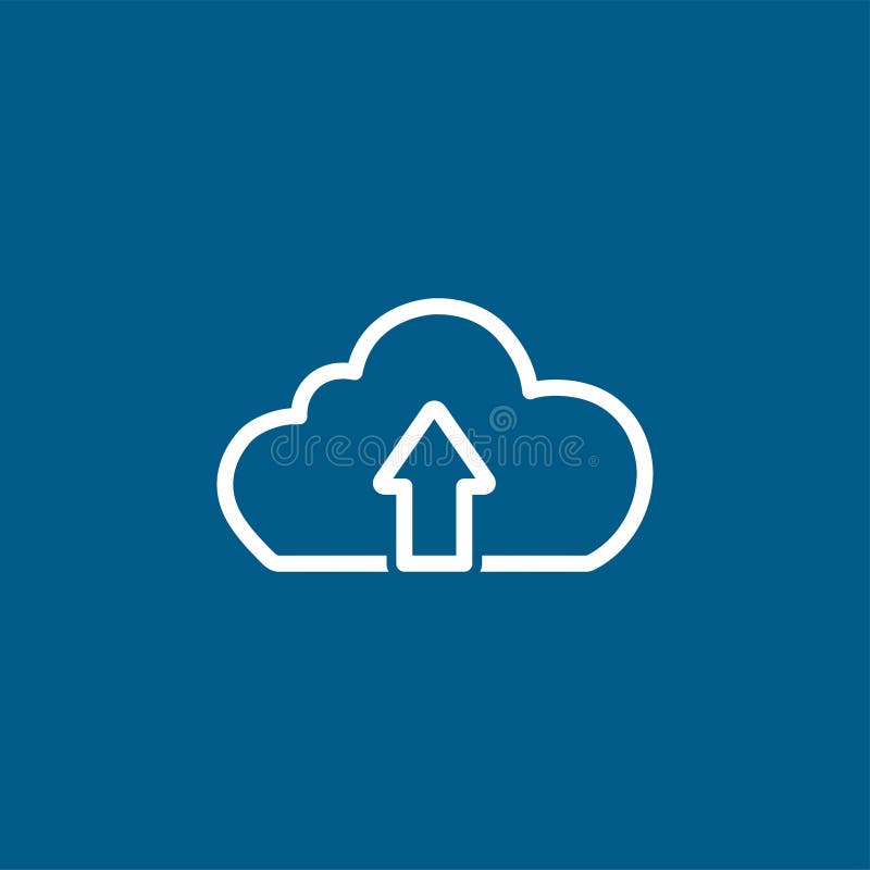 Cloud Upload Line Icon on Blue Background. Blue Flat Style Vector Illustration Stock Vector ...