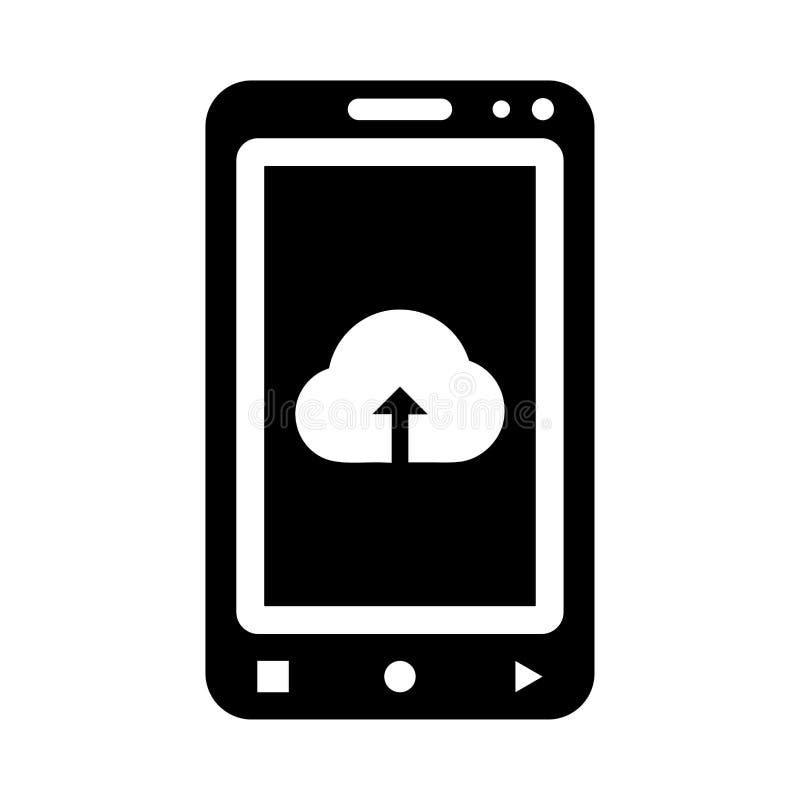 Cloud Upload, Mobile Icon. Black Color Stock Vector - Illustration of ...