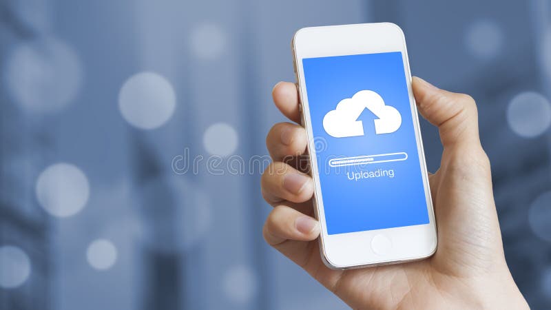 Cloud Upload from Mobile Phone To Store Data on Server Stock Photo ...