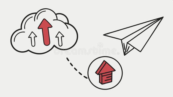 Cloud Upload and Paper Plane, Digital Transfer and Speed Concept Vector ...