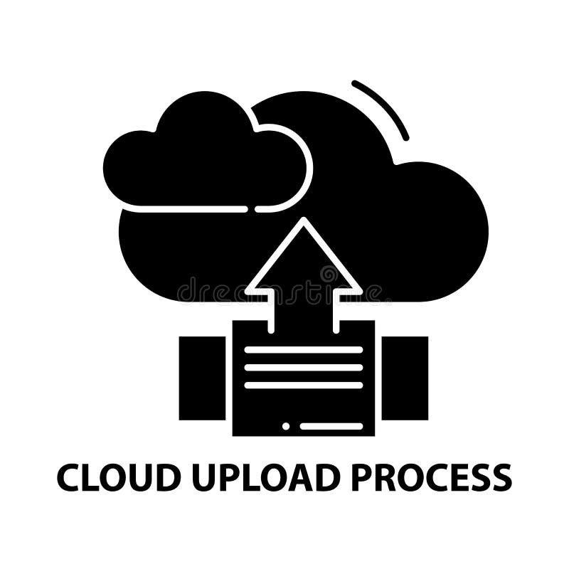 Cloud Upload Process Icon, Black Vector Sign with Editable Strokes ...