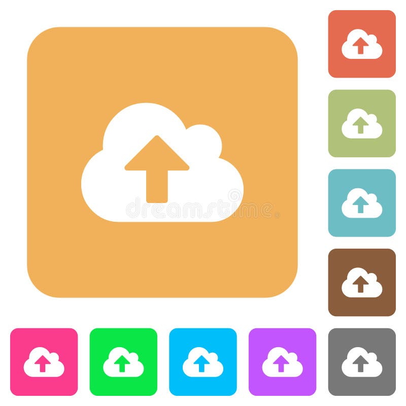 Cloud Upload Rounded Square Flat Icons Stock Vector - Illustration of rectangles, hosting: 188840749