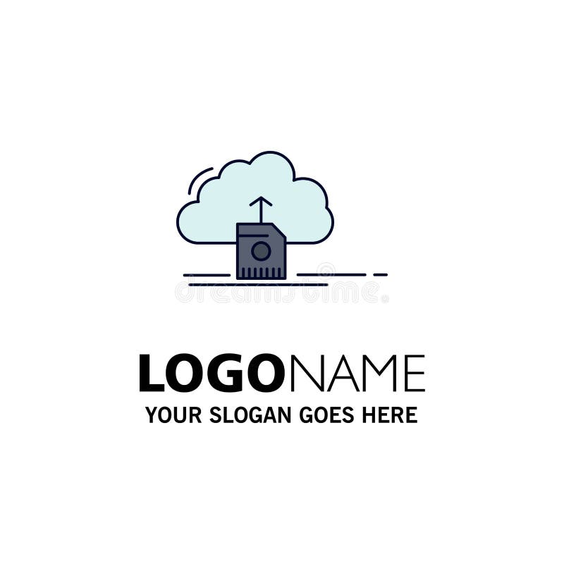 Cloud Upload Save Data Computing Flat Color Icon Vector Stock