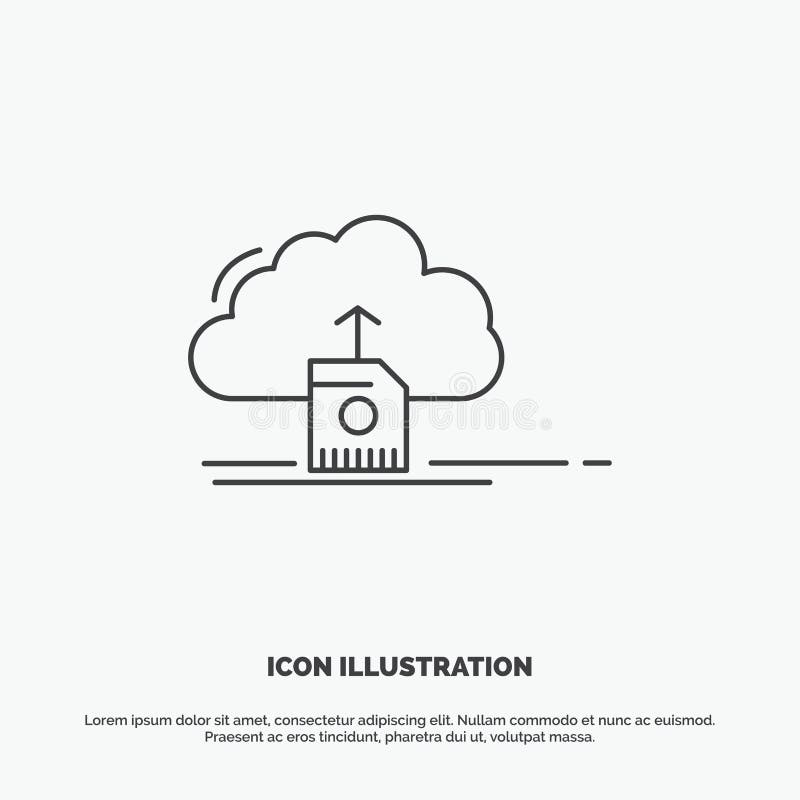 Cloud, Upload, Save, Data, Computing Icon. Line Vector Gray Symbol for ...