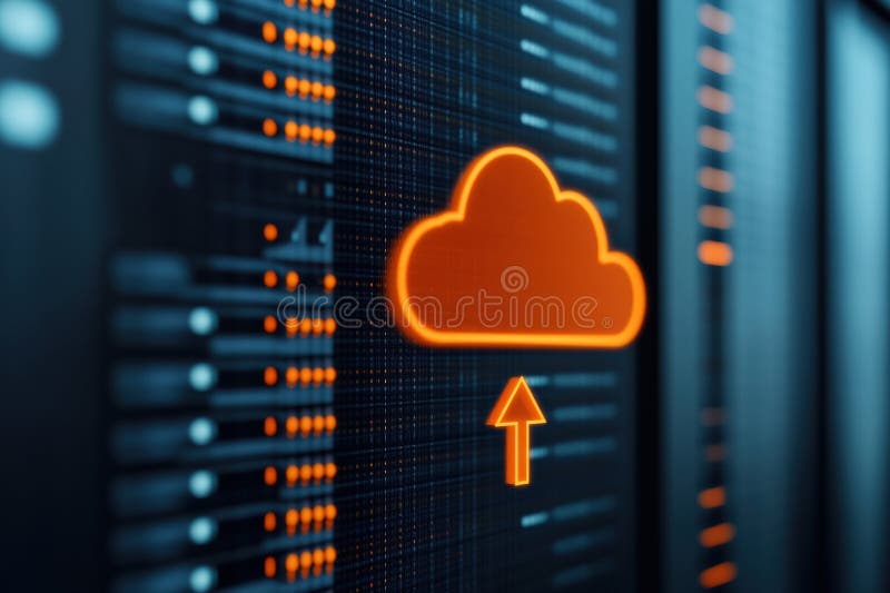 Cloud Upload Symbol in Data Center Stock Image - Image of ...