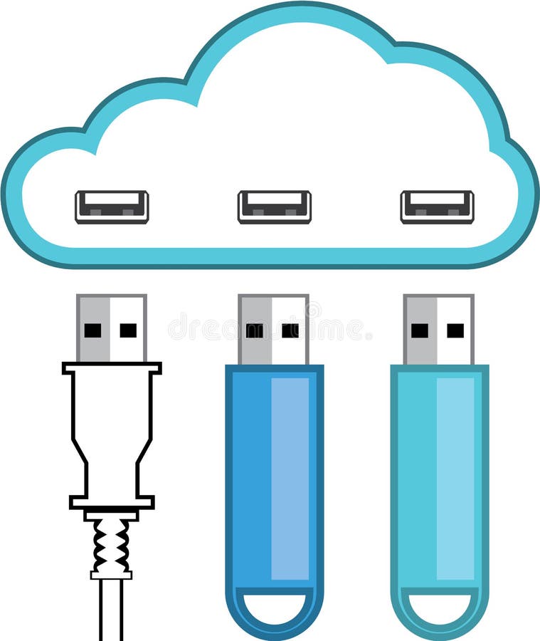 Cloud USB hub vector stock vector. Illustration of blue - 62565623