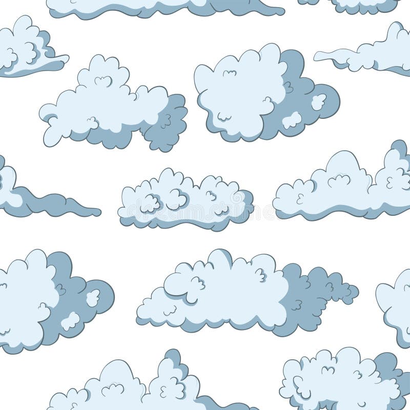 Cloud Vector Seamless Pattern. Stock Vector - Illustration of drawing ...
