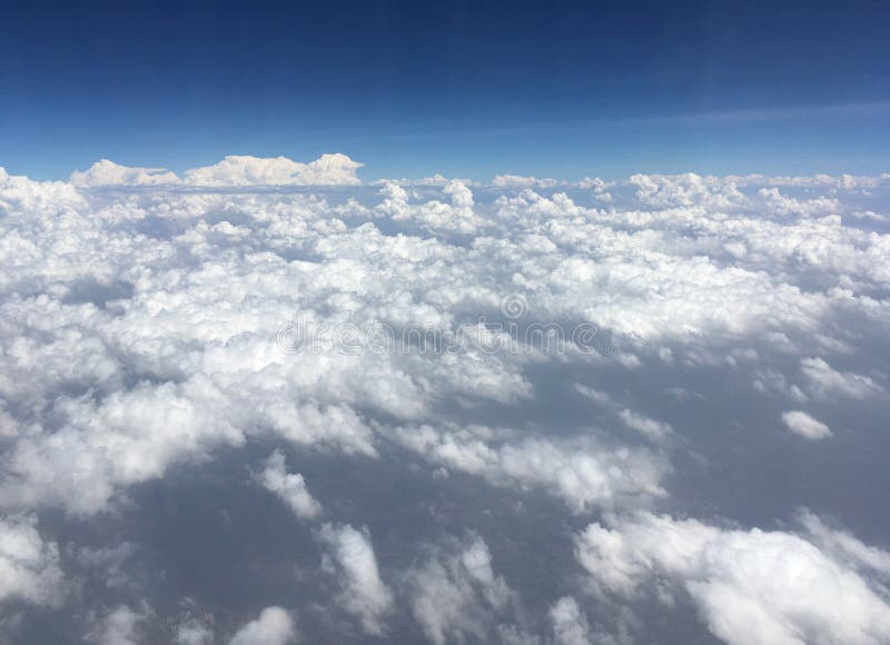 Cloud View from Aeroplane for Messaging and Communication Background ...
