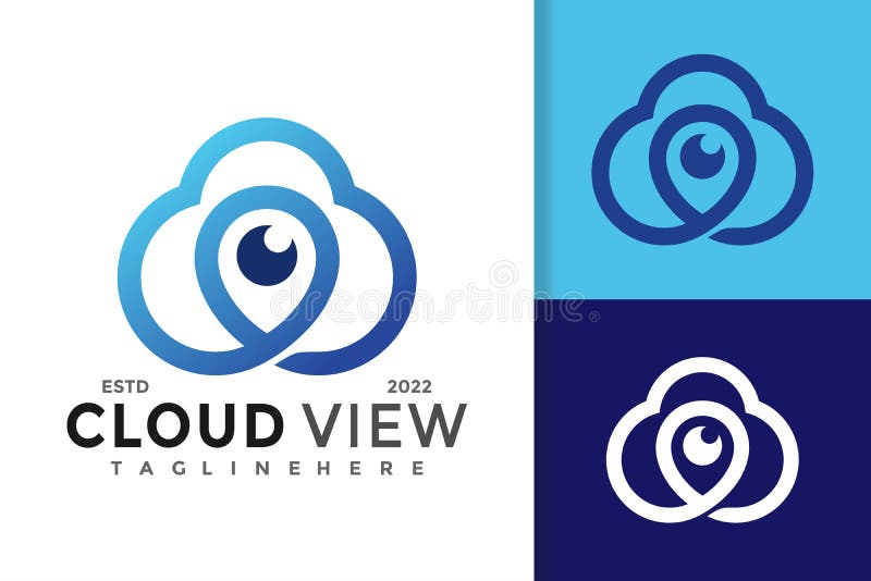 Cloud View Pin Logo Design Vector Template Stock Vector - Illustration ...
