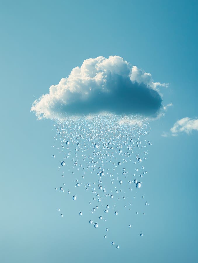 A Cloud with Water Droplets Falling in a Blue Sky. Stock Image - Image ...