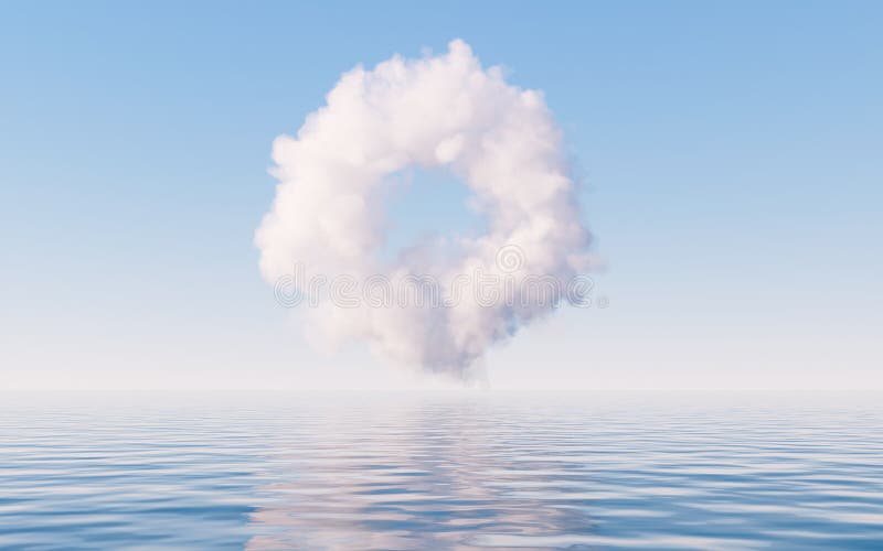 Cloud and Water Surface, 3d Rendering Stock Illustration - Illustration ...
