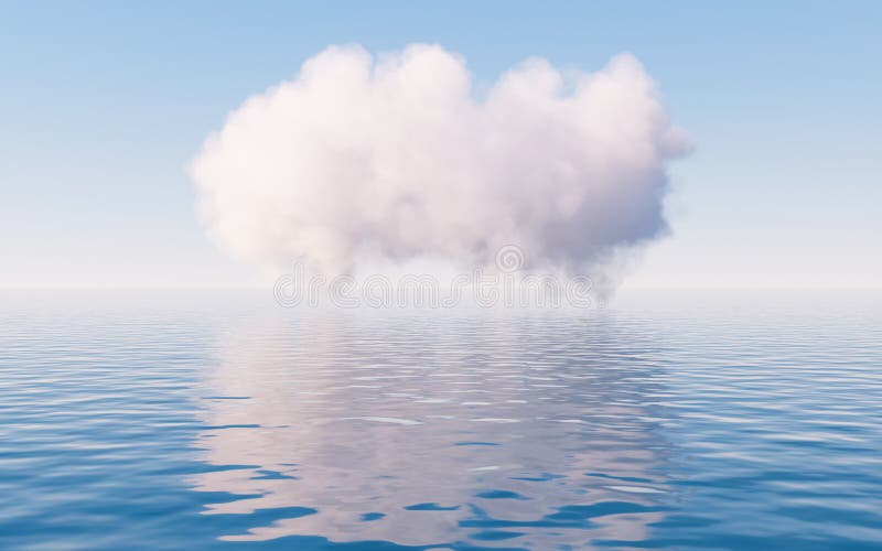 Cloud and Water Surface, 3d Rendering Stock Illustration - Illustration ...
