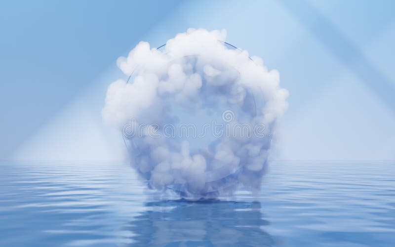 Cloud and Water Surface, 3d Rendering Stock Illustration - Illustration ...