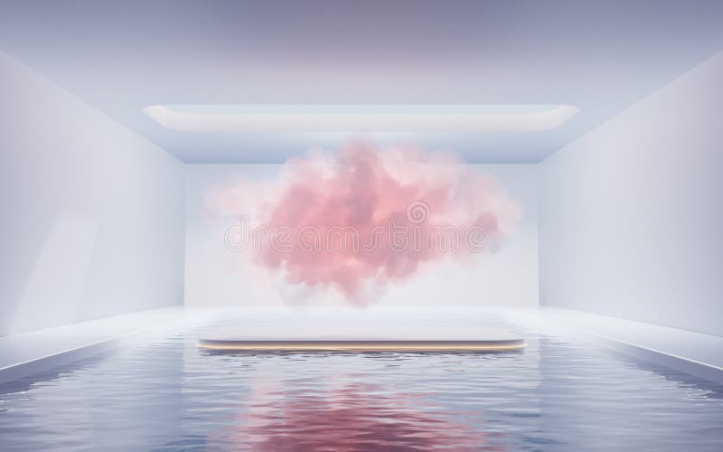 Cloud and Water Surface, 3d Rendering Stock Illustration - Illustration ...