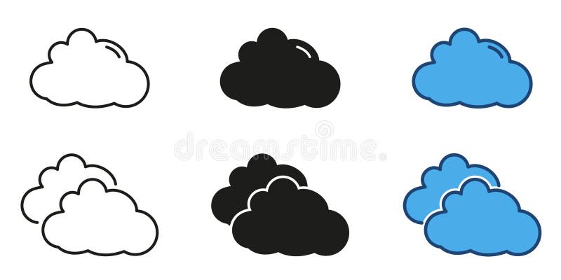 Cloud Weather Forecast Line and Solid Icon Set. Cloud Shape and ...