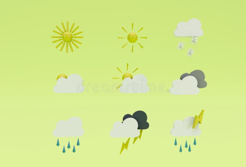 Cloud Weather Icon Set 3d Illustration Minimal 3d Rendering Stock ...