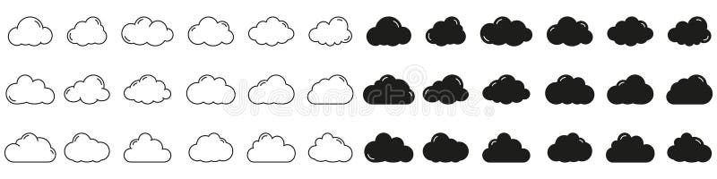 Cloud Weather Line and Solid Icon Set. Beautifully Cloud Symbol ...
