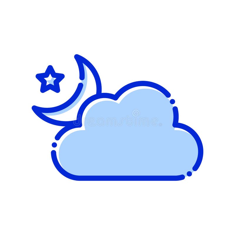 Cloud, Weather, Moon, Night Fully Editable Vector Icon Stock Vector ...