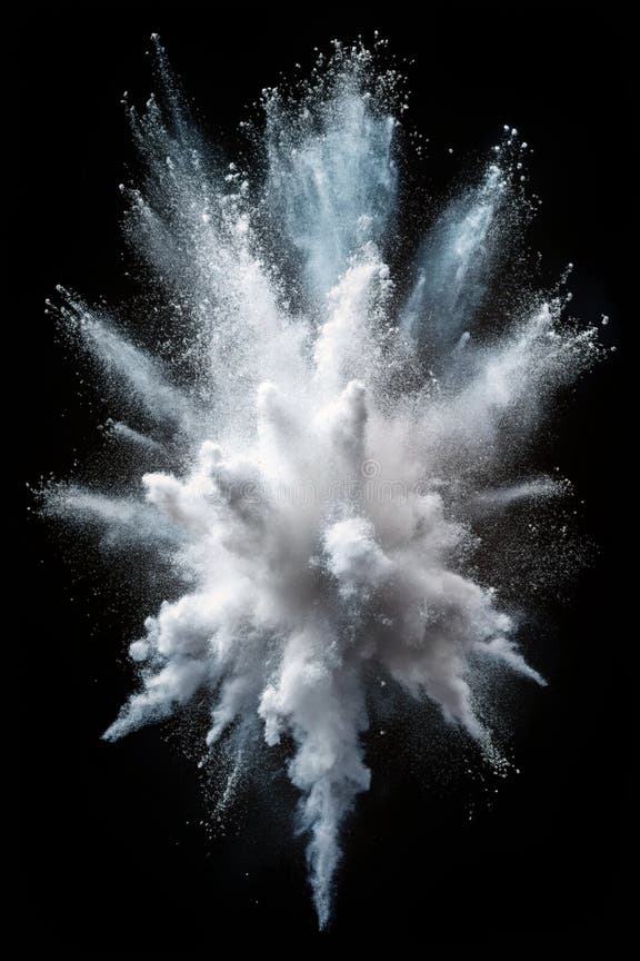 White Dust Particles Exploding Against Black Background Stock ...