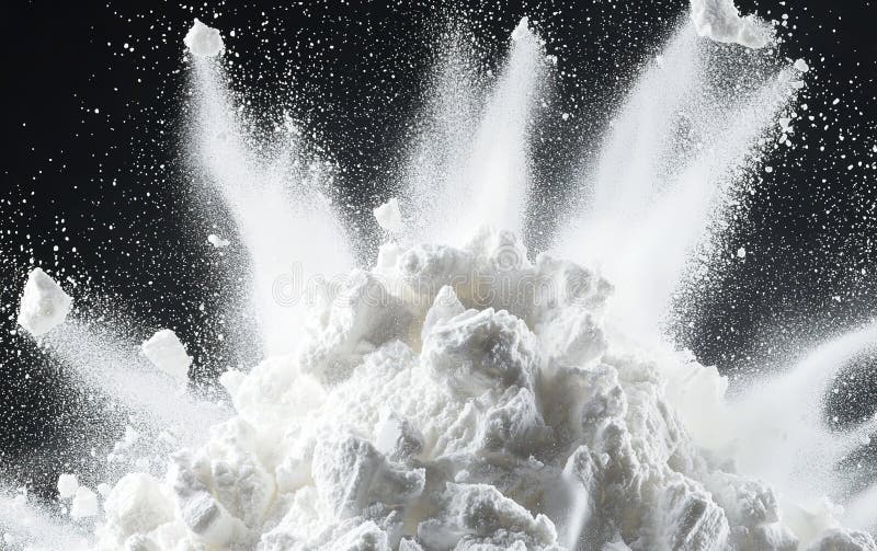 A Cloud of White Powder Erupts Dramatically Against a Dark Background ...
