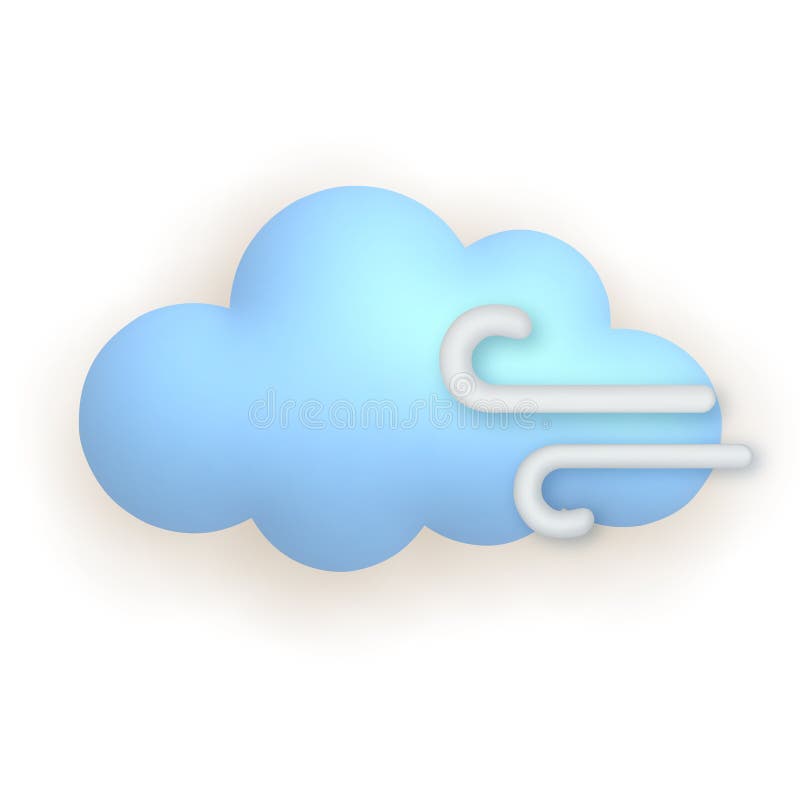 Cloud and Wind. Cute Weather Realistic Icon Stock Vector - Illustration ...