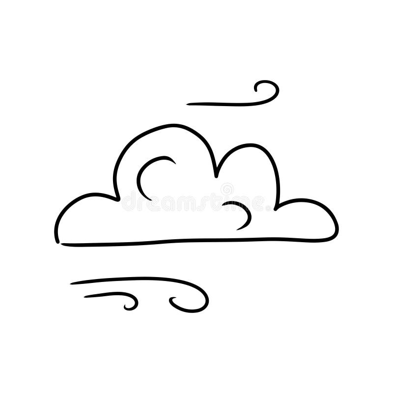 Cloud and Wind. Doodle Sketch Isolated on White Background Stock Vector ...