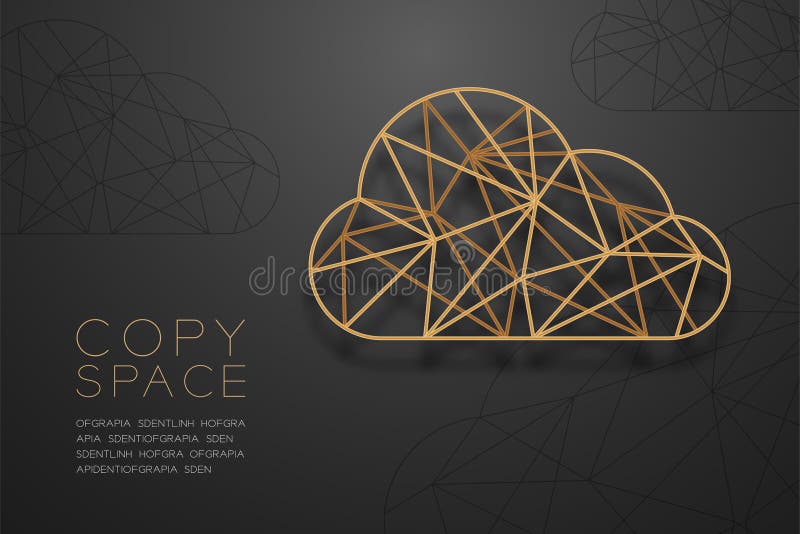 Cloud Wireframe Polygon Golden Frame Structure, Connect Technology ...