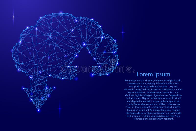 Cloud Wireframe Storage Sign with Two Arrows Up and Down from ...