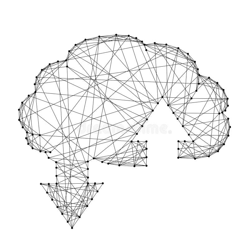 Cloud Wireframe Storage Sign with Two Arrows Up and Down from ...