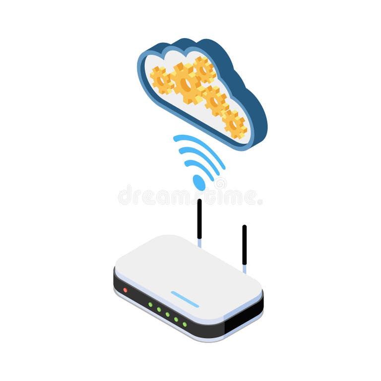 Cloud Wireless Router Composition Stock Vector - Illustration of ...