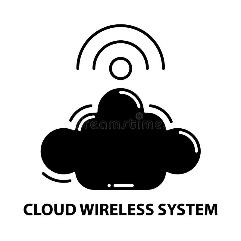 Cloud Wireless System Icon, Black Vector Sign with Editable Strokes ...