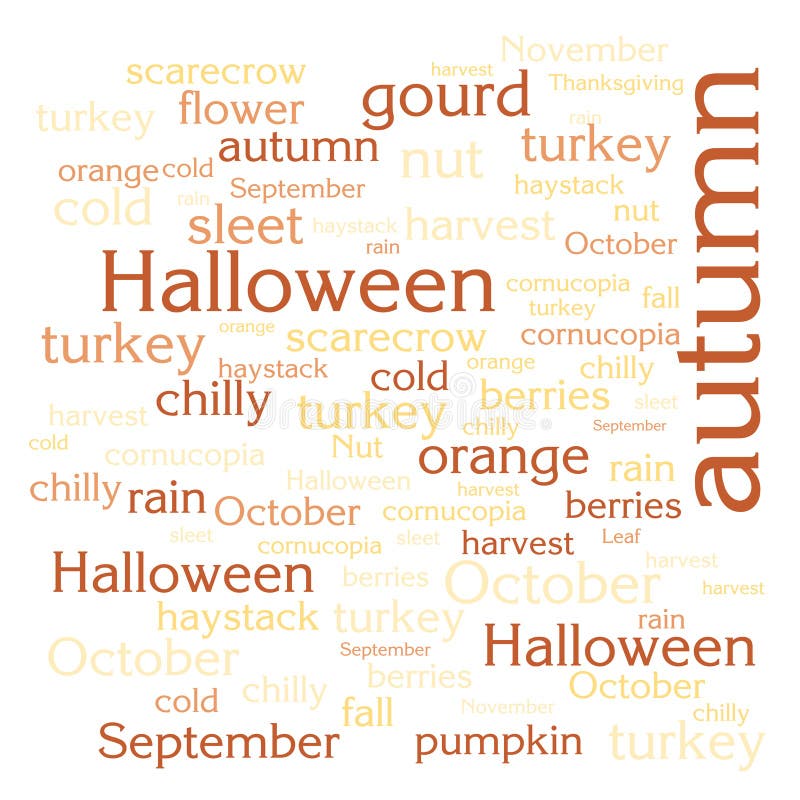 Cloud of Words List about Autumn Season Stock Illustration ...