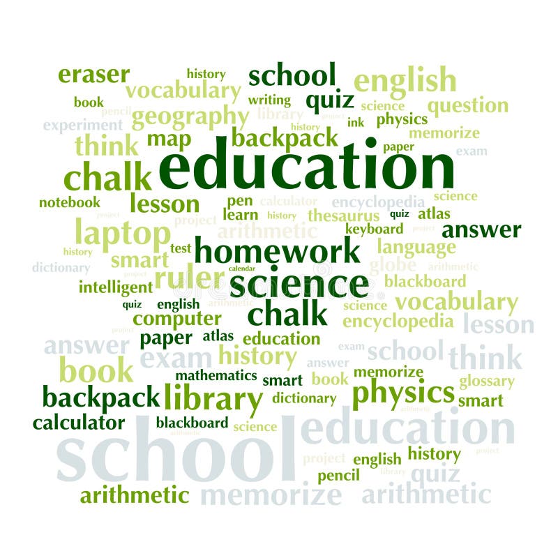 Cloud of Words List on the Subject of School and Education Stock ...
