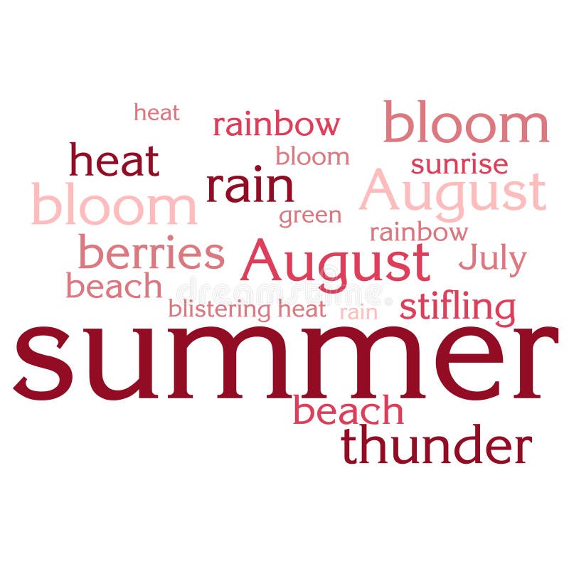Cloud of Words List about Summer Season Stock Illustration ...