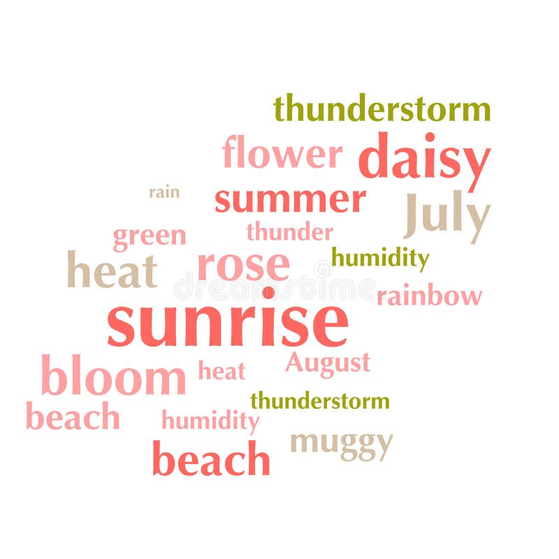 Cloud of Words List about Summer Season Stock Illustration ...