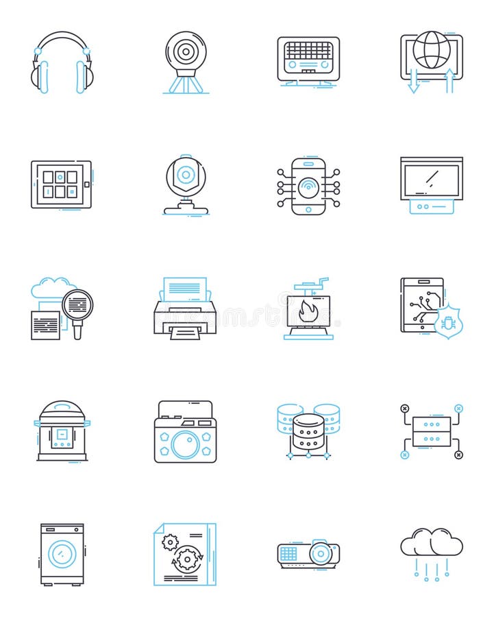 Cloud Workstations Linear Icons Set Virtualization Cloud Computing Workspace Collaboration